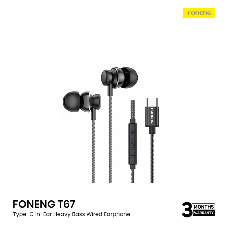 FONENG T67 Type-C In-Ear Heavy Bass Wired Earphone